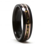 Walnut Wood Ring Lined With Ebony Inlaid With Gold Nuggets And Gold ...