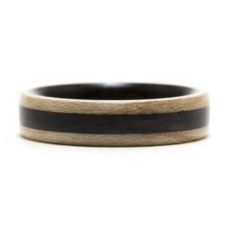 Maple Wood Ring Lined And Inlaid With Ebony Wood - Warren Rings
