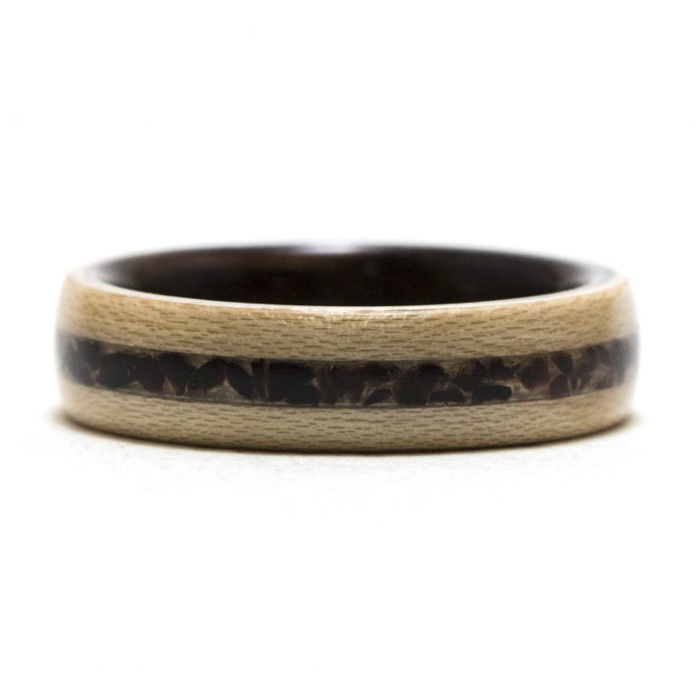 Ebony Wood Ring Inlaid With Howlite - Warren Rings