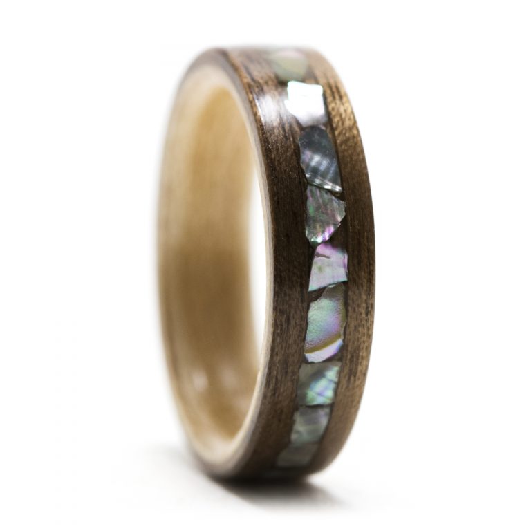 Maple Wood Ring With Amethyst Inlay - Warren Rings