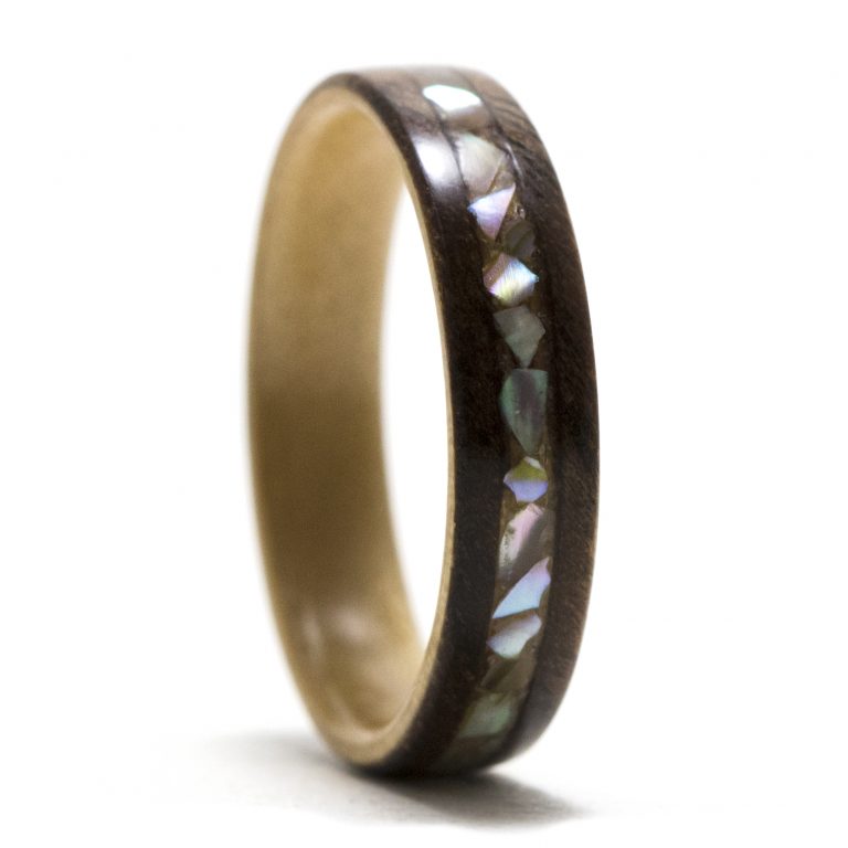 Titanium Ring With Abalone Shell Inlay - Warren Rings