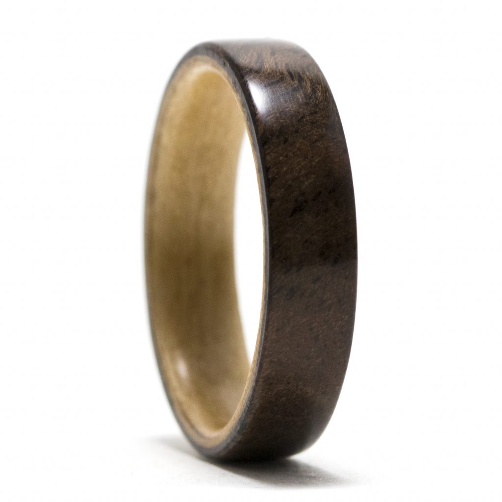 Walnut Wood Ring Inner Lined With Maple - Size 10 - Warren Rings