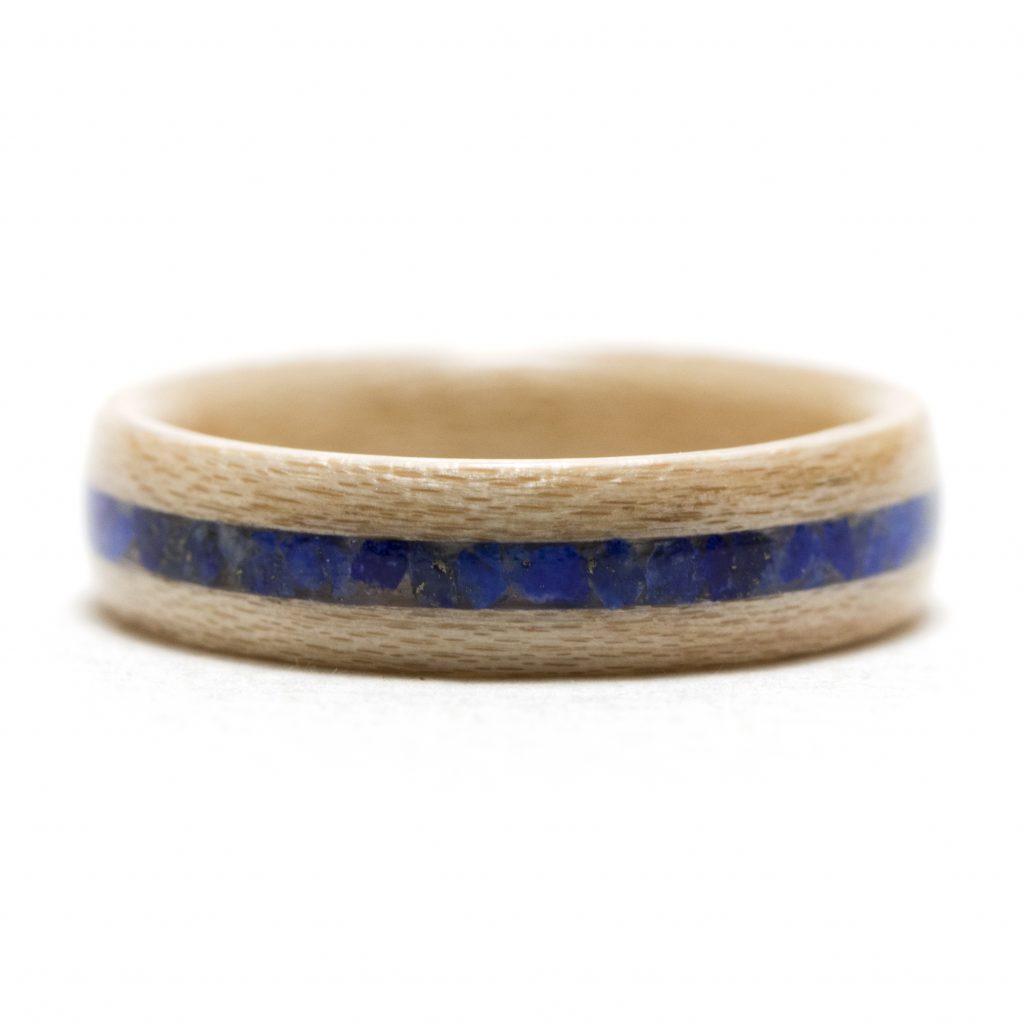 Maple Wood Ring With Lapis Lazuli Inlay - Warren Rings
