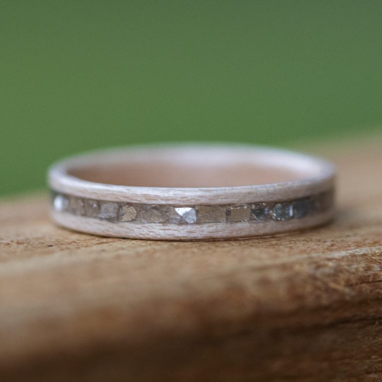 Maple Wood Ring Inlaid With Silver Glass - Warren Rings