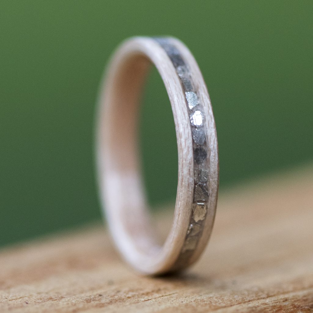 Maple Wood Ring Inlaid With Silver Glass - Warren Rings