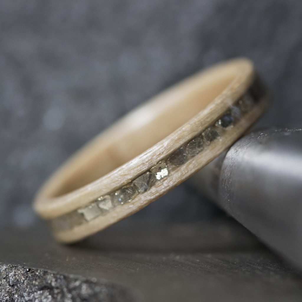 Maple Wood Ring Inlaid With Silver Glass - Warren Rings