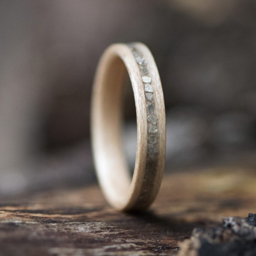 Maple Wood Ring Inlaid With Silver Glass - Warren Rings