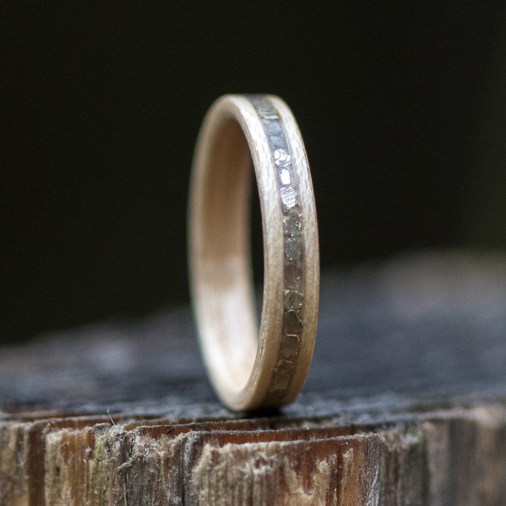 Maple Wood Ring Inlaid With Silver Glass - Warren Rings