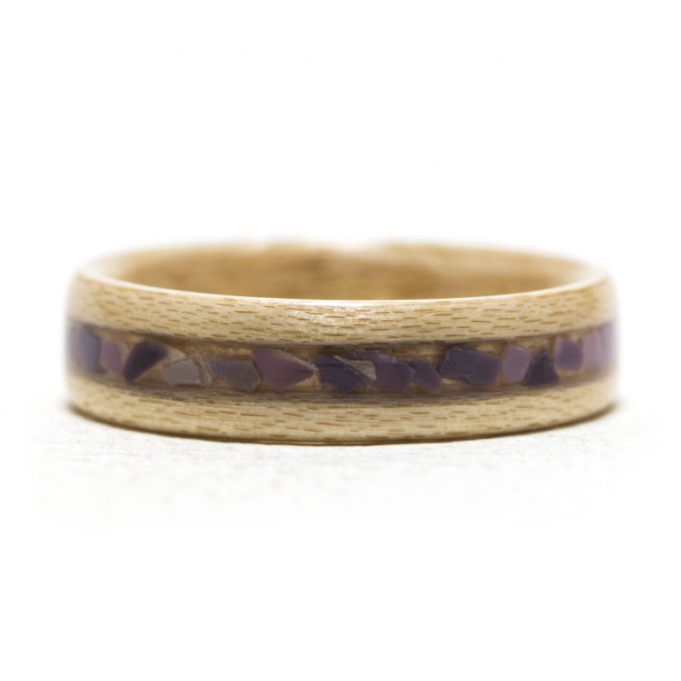 Titanium Ring With Purple Clam Shell And Sand Inlay - Warren Rings