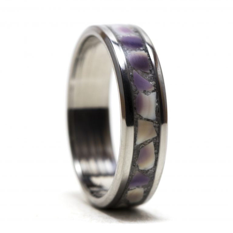 Titanium Ring With Abalone Shell Inlay - Warren Rings