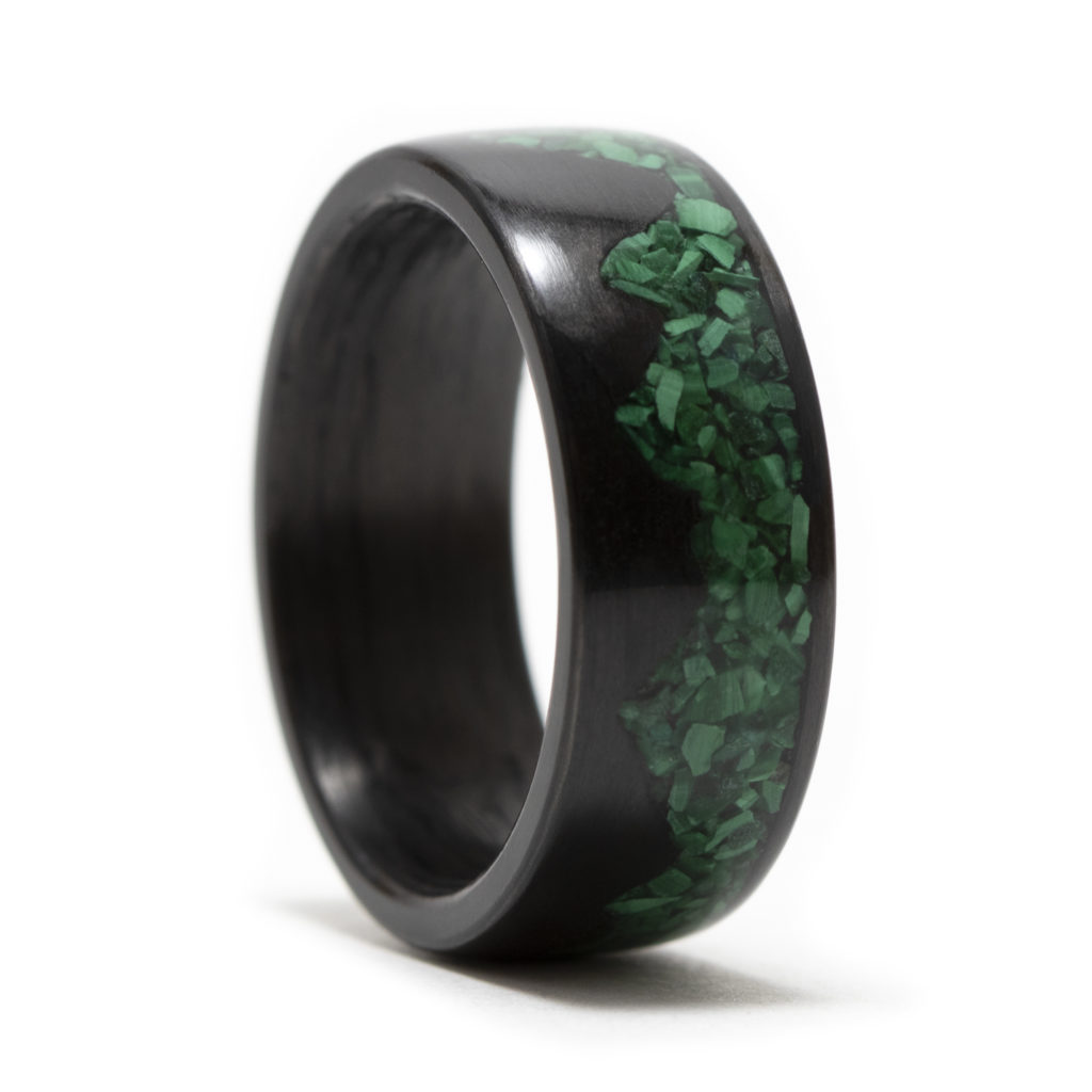Titanium Ring With Malachite Inlay - Warren Rings